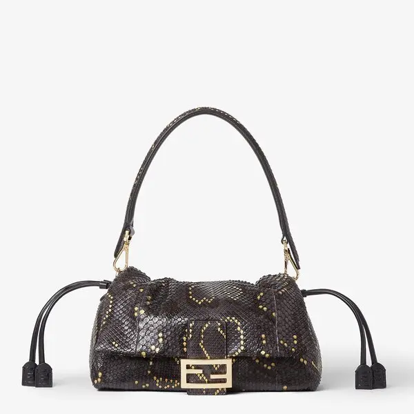 Fendi Baguette® Soft Medium Hand-painted Black Python Bag - [black]
